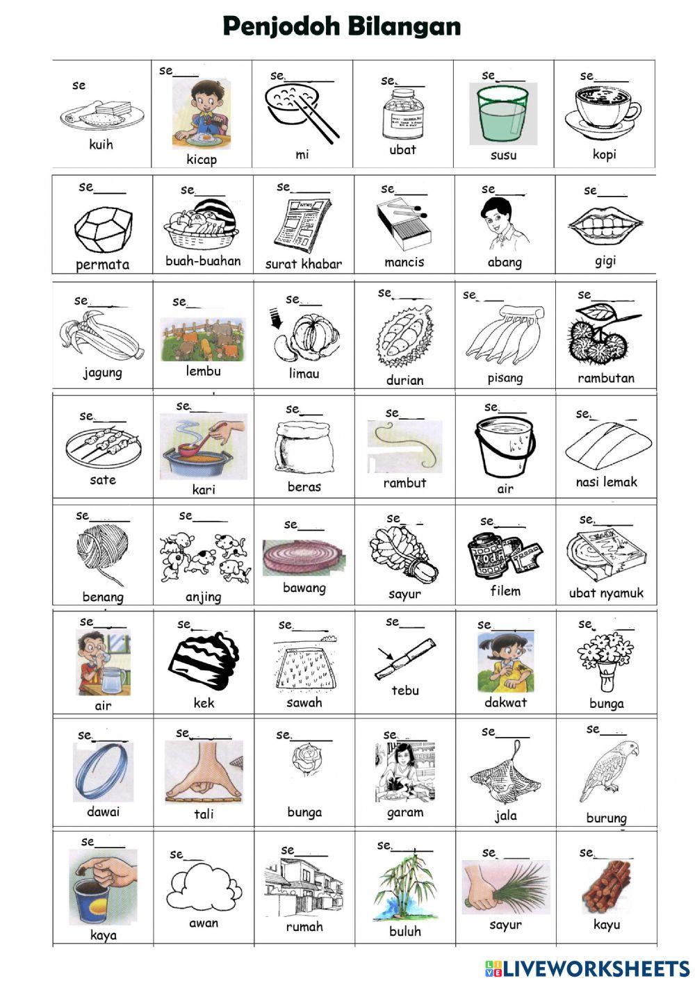 Penjodoh Bilang… | Free Interactive Worksheets | 1333618