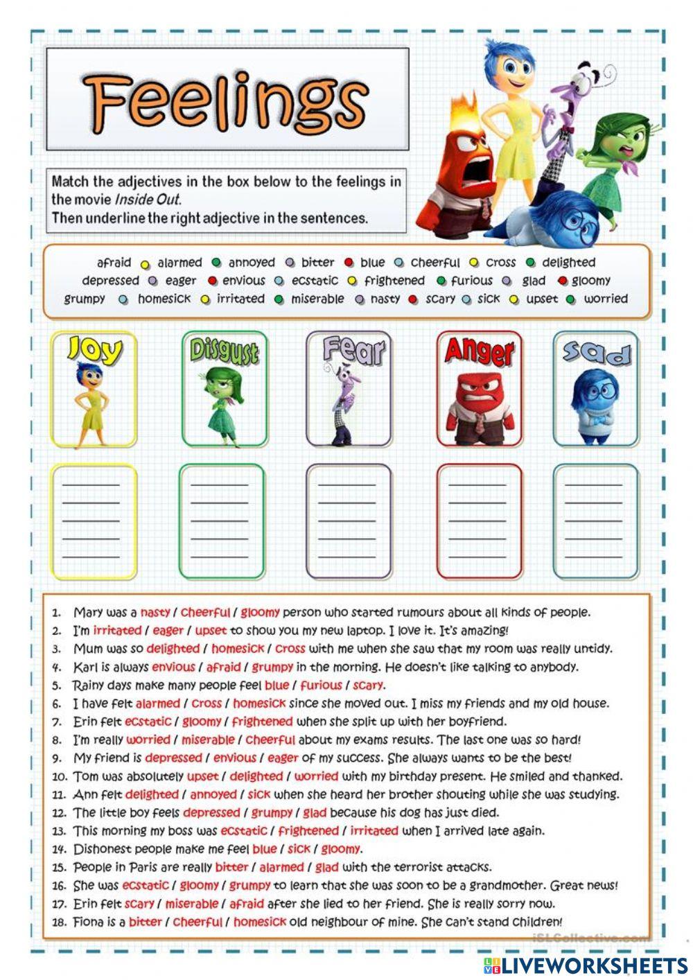 Feelings | Free Interactive Worksheets | 1333860