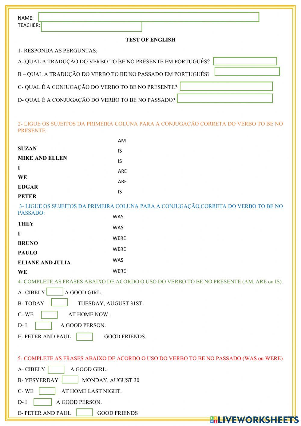 Review verb to be and present continuous worksheet | Live Worksheets