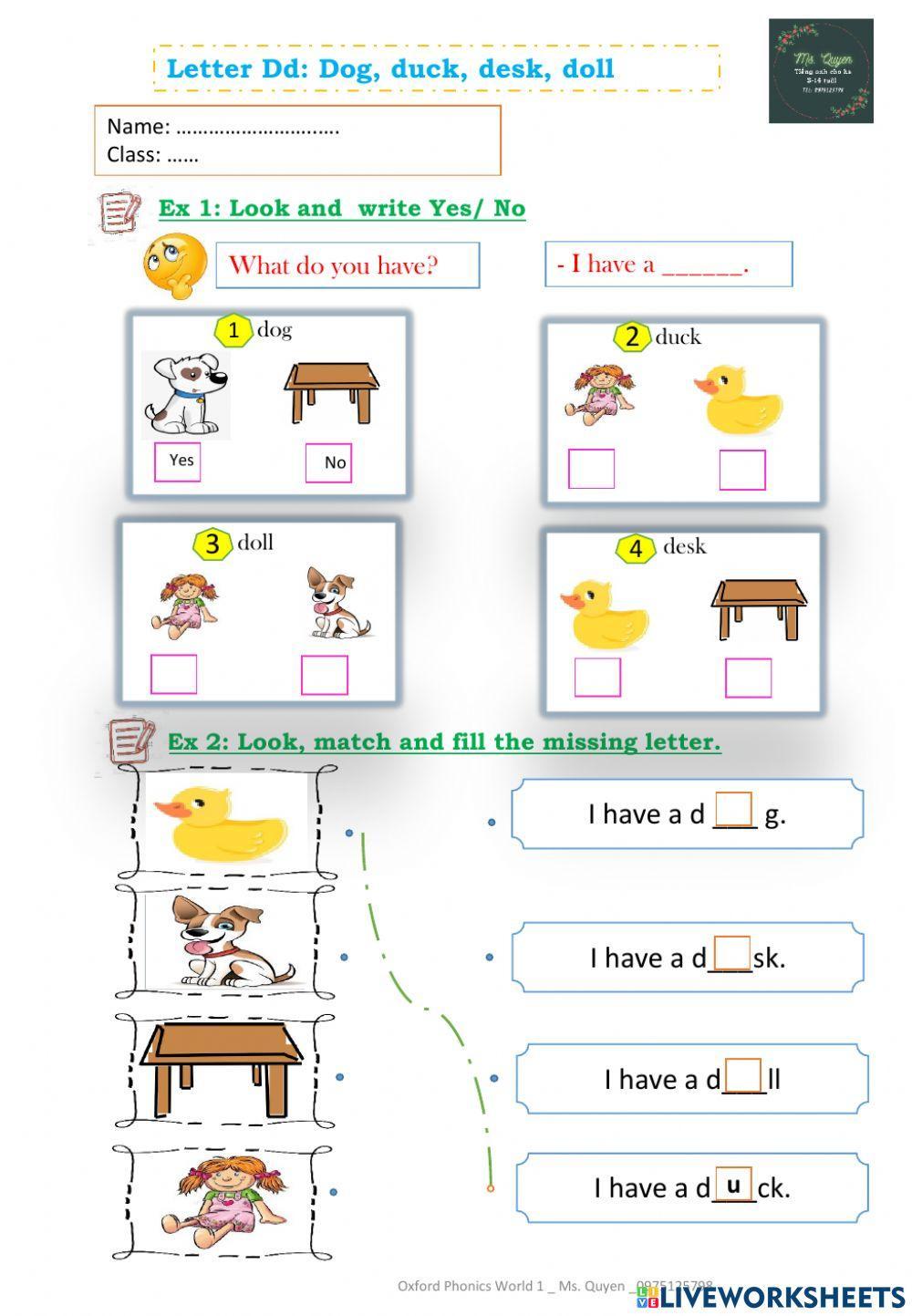 Letter Dd-OPW1 worksheet | Live Worksheets