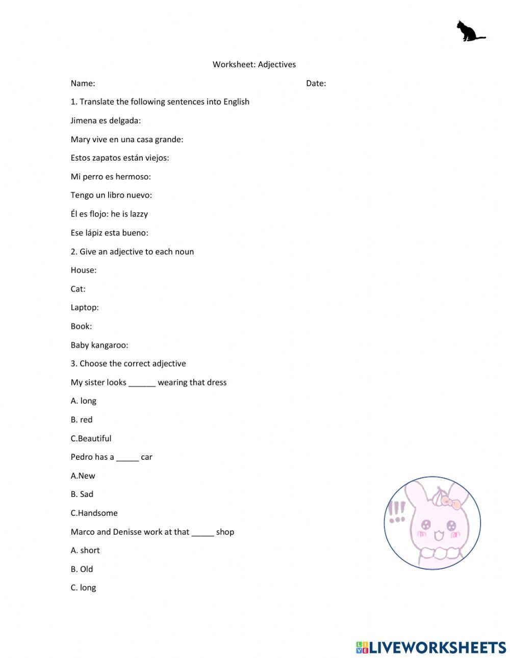 English adjectives activity | Live Worksheets