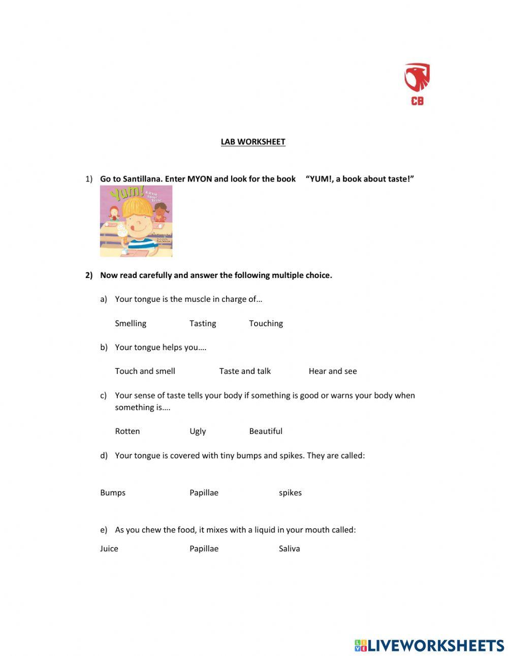 Yum- reading comprehension worksheet | Live Worksheets