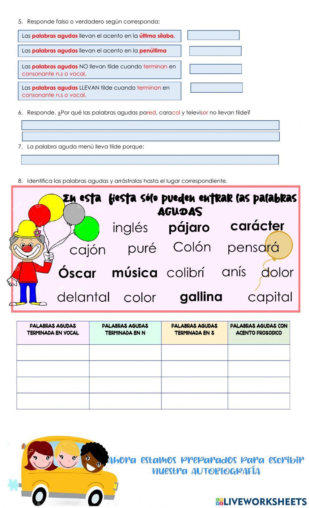 Acento | Free Interactive Worksheets | 1334958