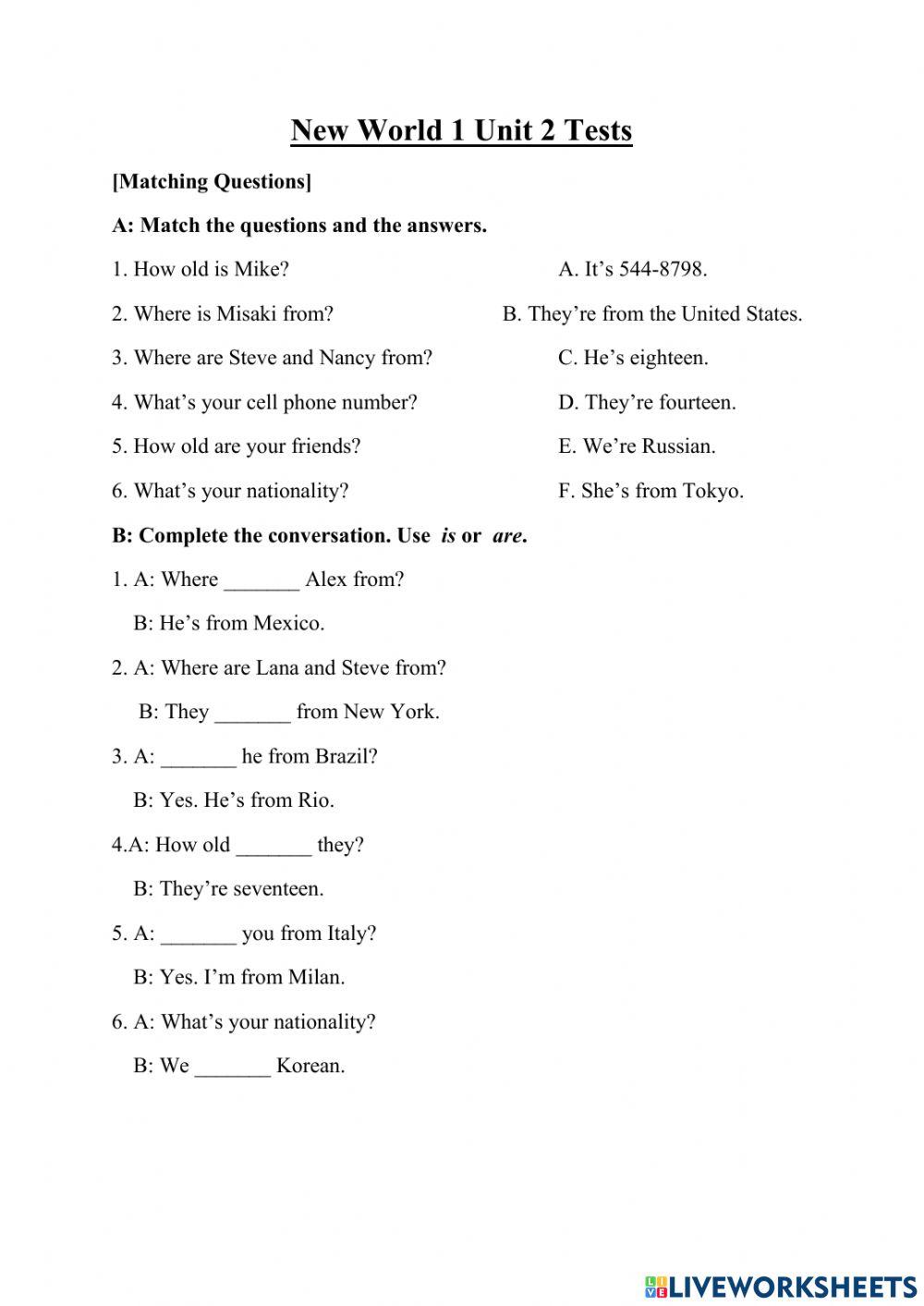 New World 1 Unit 2 Test | Laddawan Kongkaew | Live