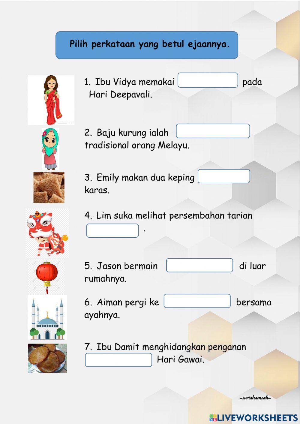 Ejaan interactive exercise for TAHUN 1 | Live Worksheets