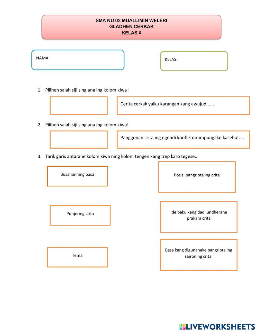 Latihan Cerkak worksheet | Live Worksheets