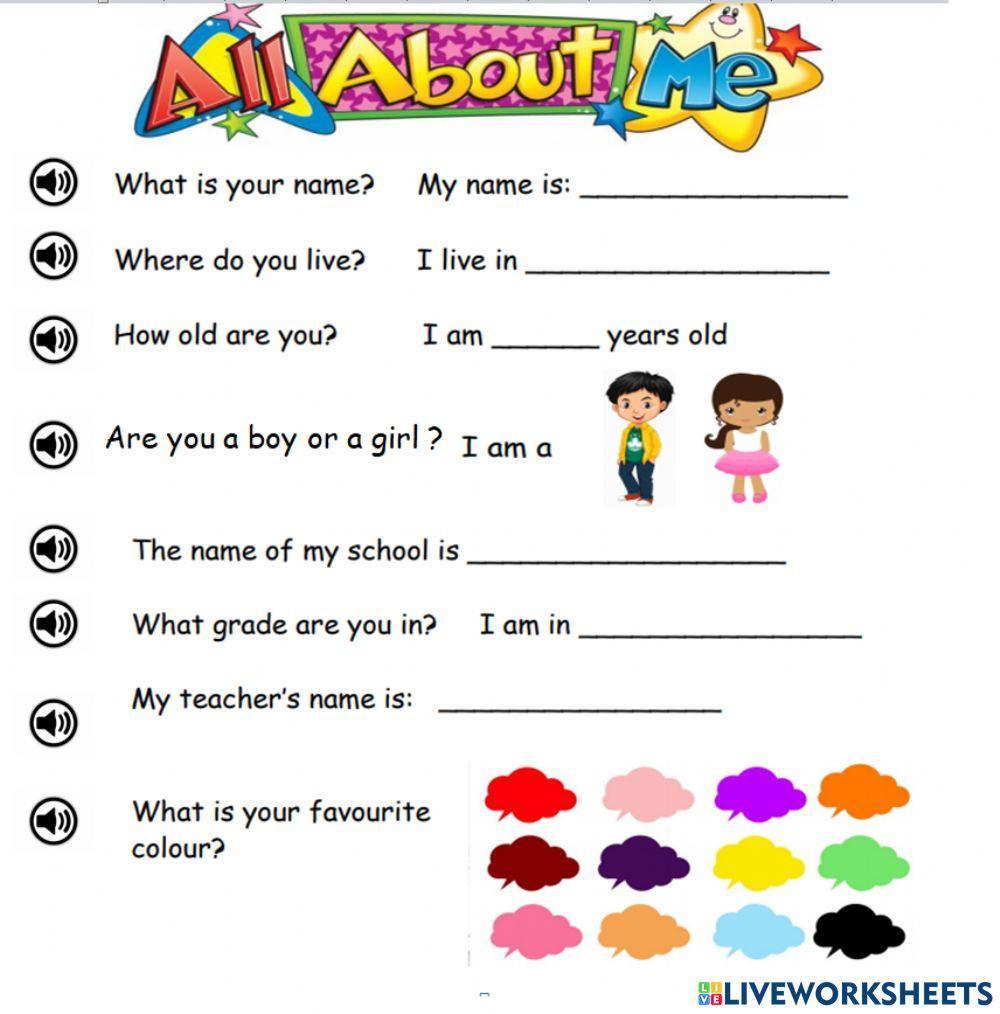 About myself | Free Interactive Worksheets | 1229137