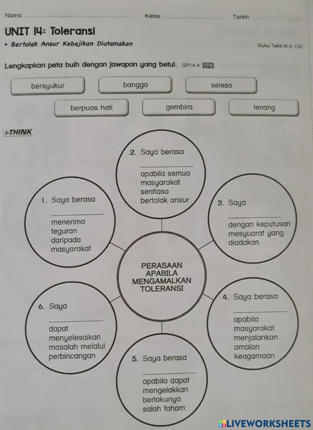Unit 14 : Toleransi interactive worksheet | Live Worksheets