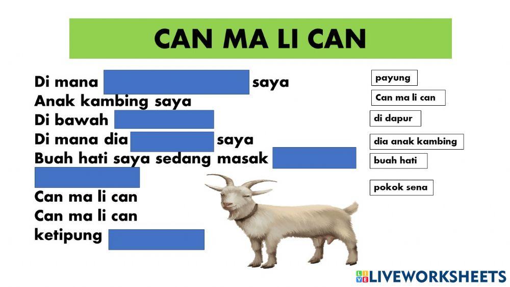 Can ma li can worksheet | Live Worksheets