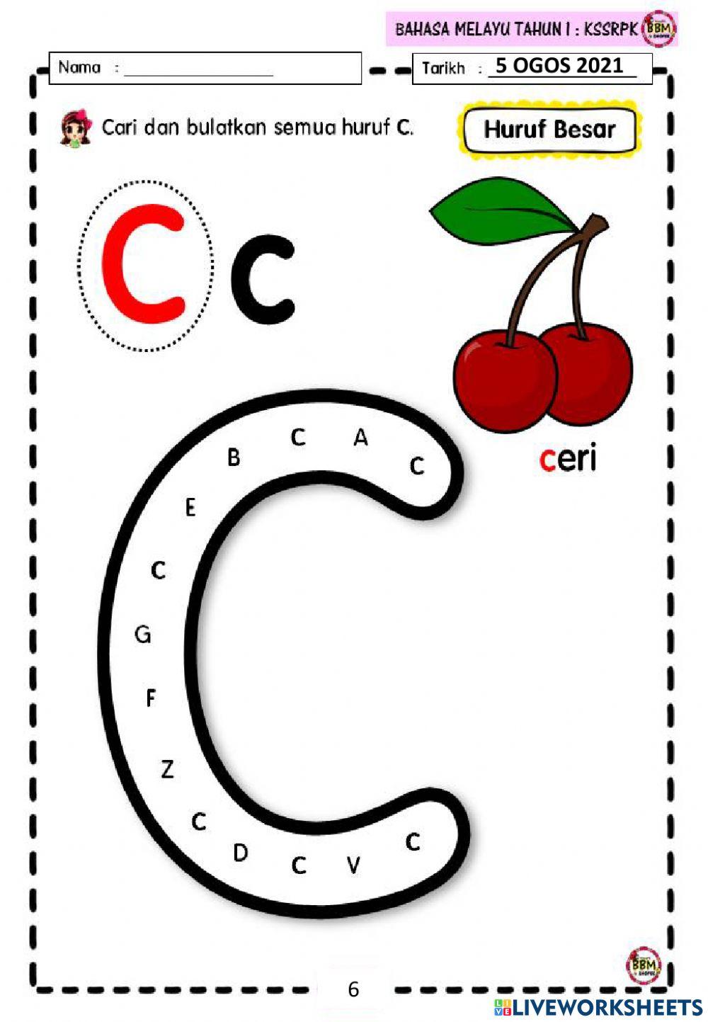 Huruf online pdf worksheet for PPKI - ARAS RENDAH | Live Worksheets