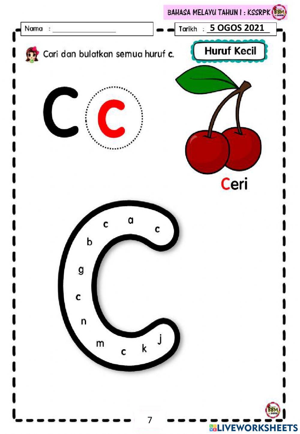 Huruf online pdf worksheet for PPKI - ARAS RENDAH | Live Worksheets