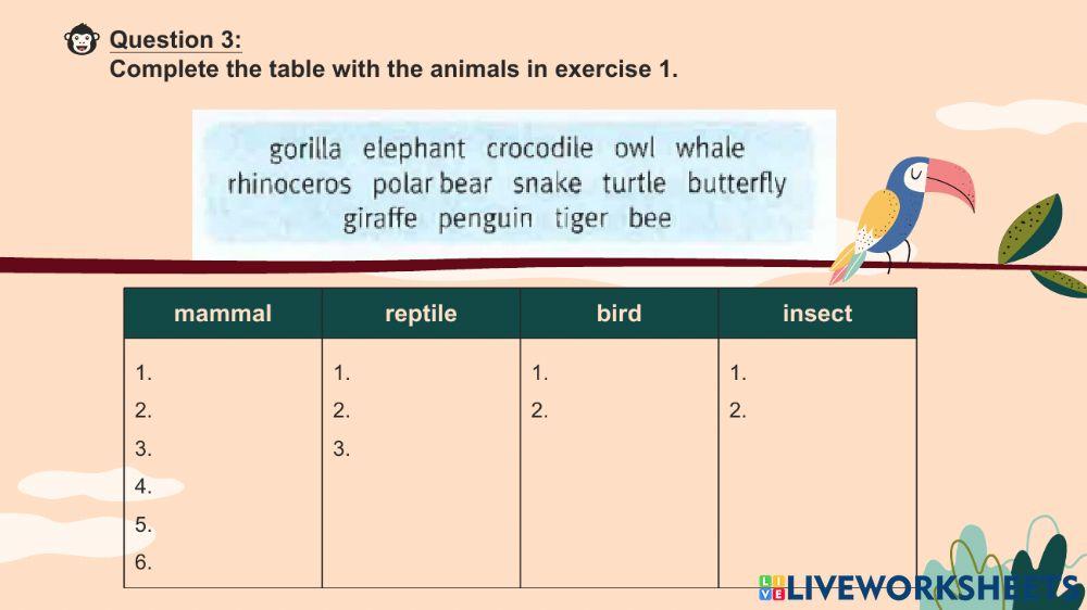 Animals online exercise for form 1 | Live Worksheets