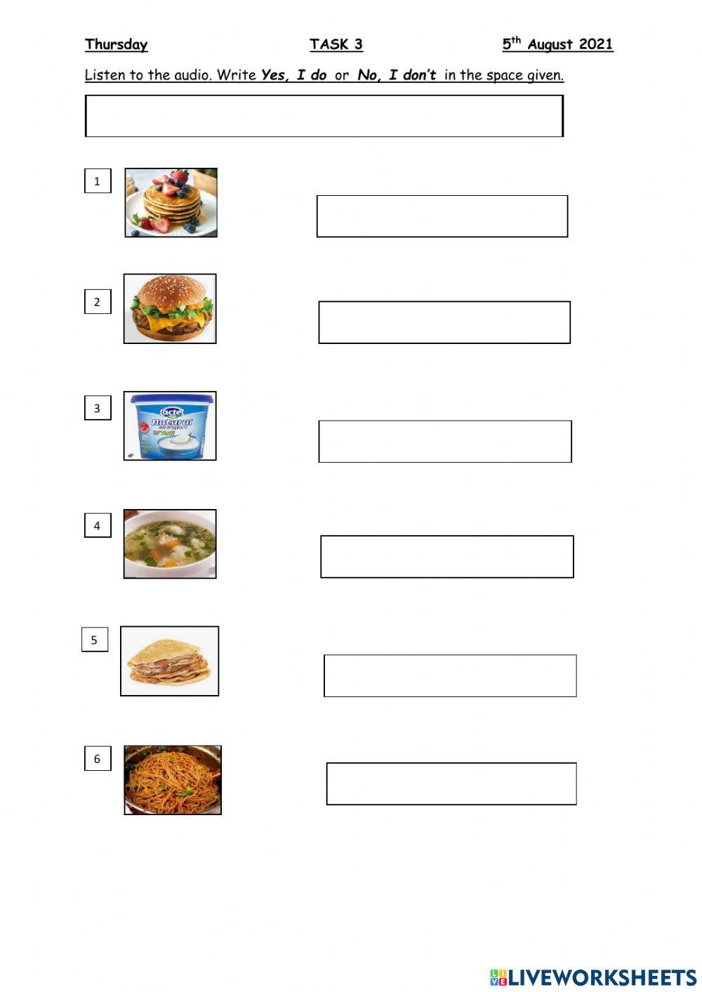 Street food - activity 4 page 59 worksheet | Live Worksheets