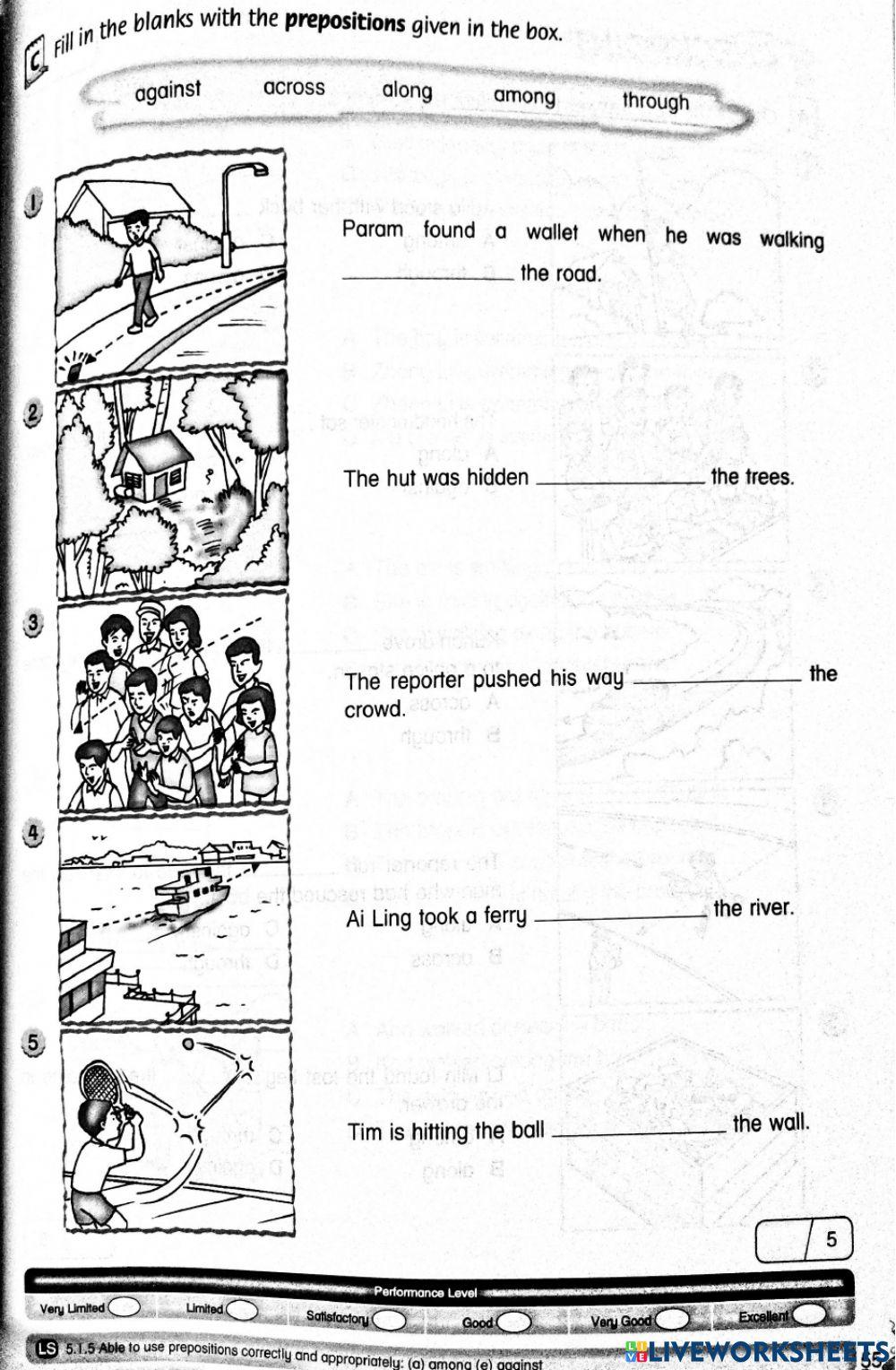 Prepositions online exercise for year 6 | Live Worksheets