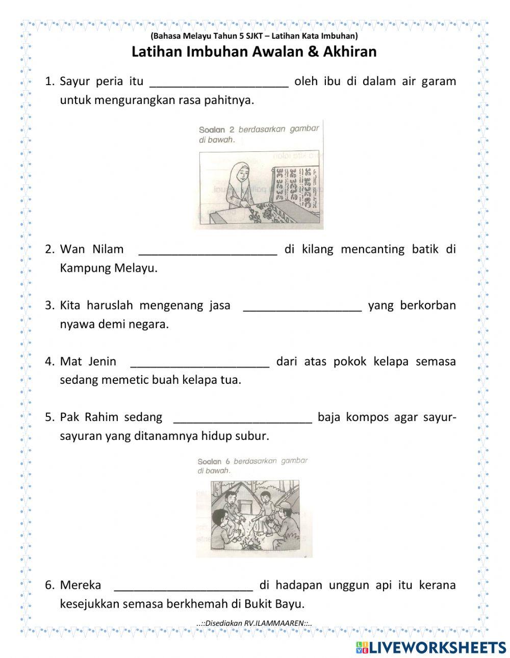 Imbuhan Awalan dan Akhiran | Live Worksheets