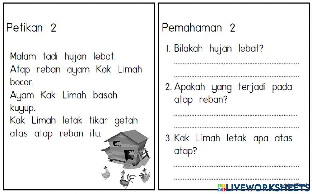 Petikan dan pemahaman interactive worksheet | Live Worksheets
