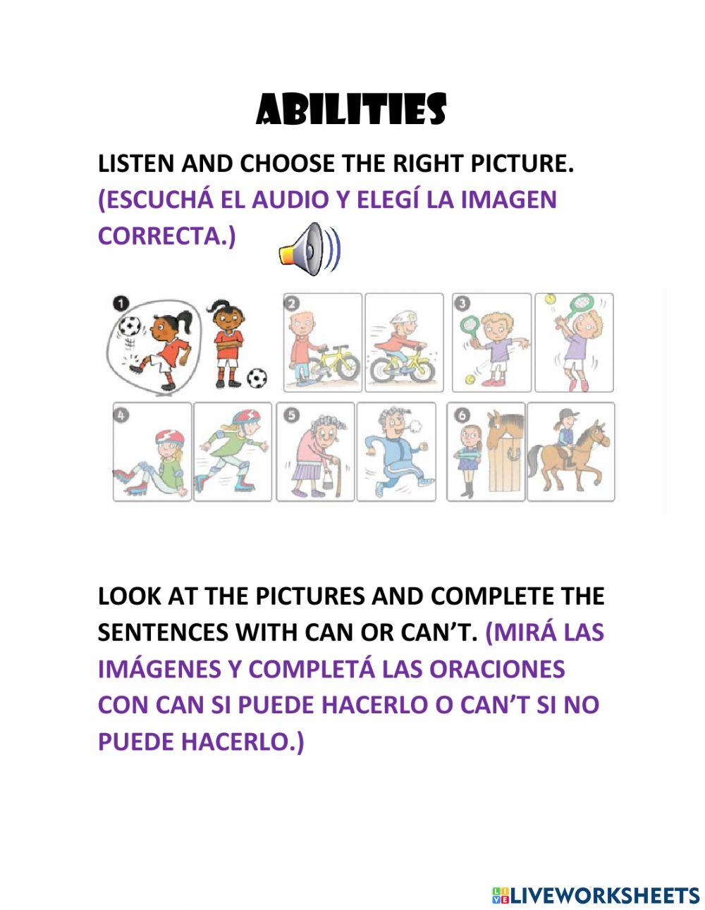 Abilities - revision | FlorMichienzi | Live Worksheets