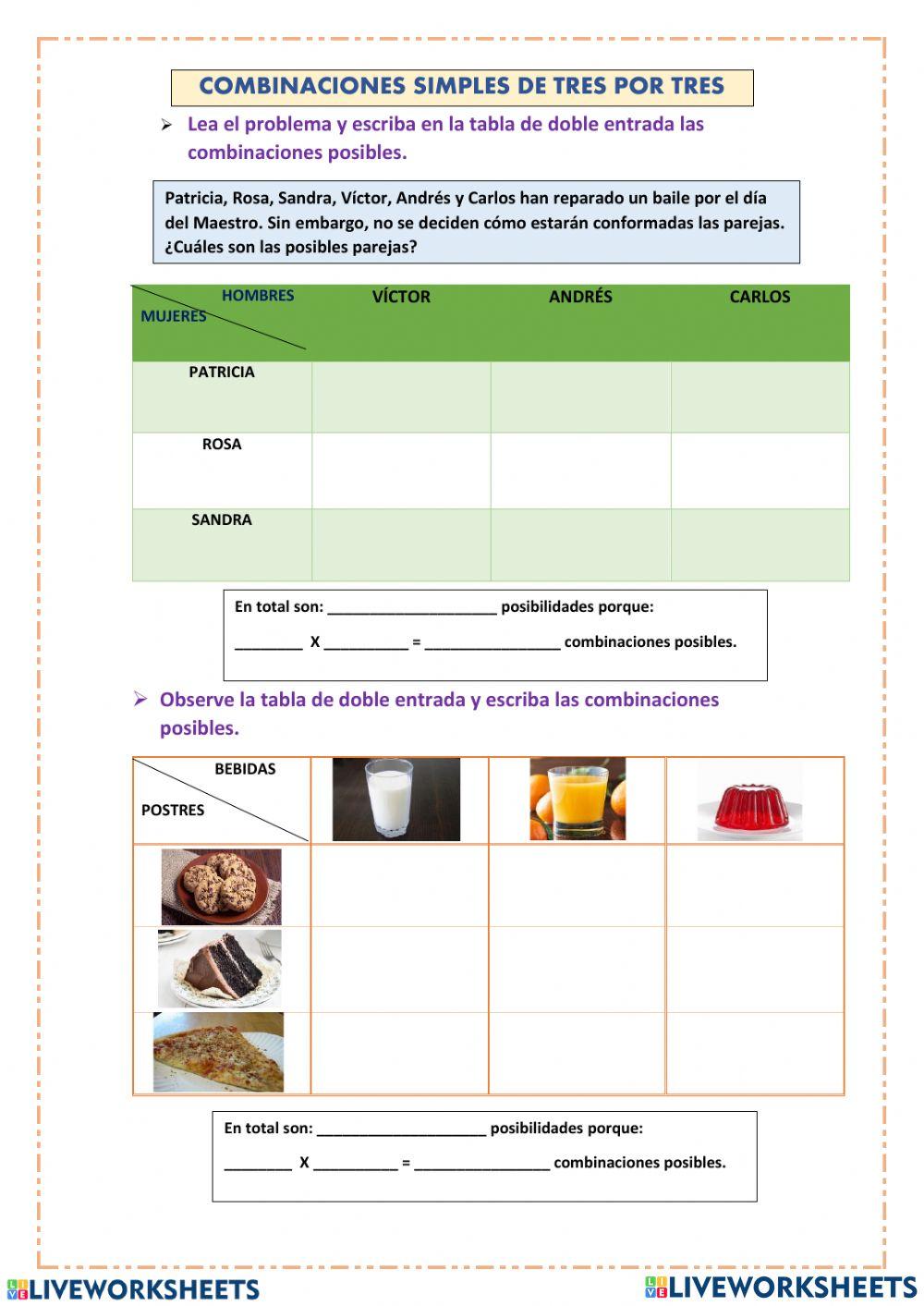 Combinaciones simples | MÓNICA MILAGRITOS MORALES
