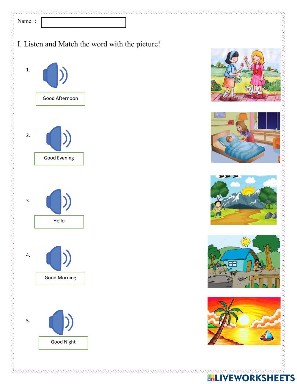 Greetings online exercise for Grade 1 Elementary School SDI ...