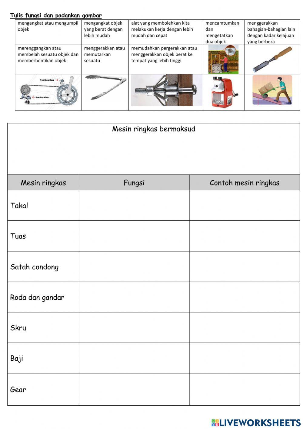 Mesin ringkas interactive worksheet for 6 | Live Worksheets