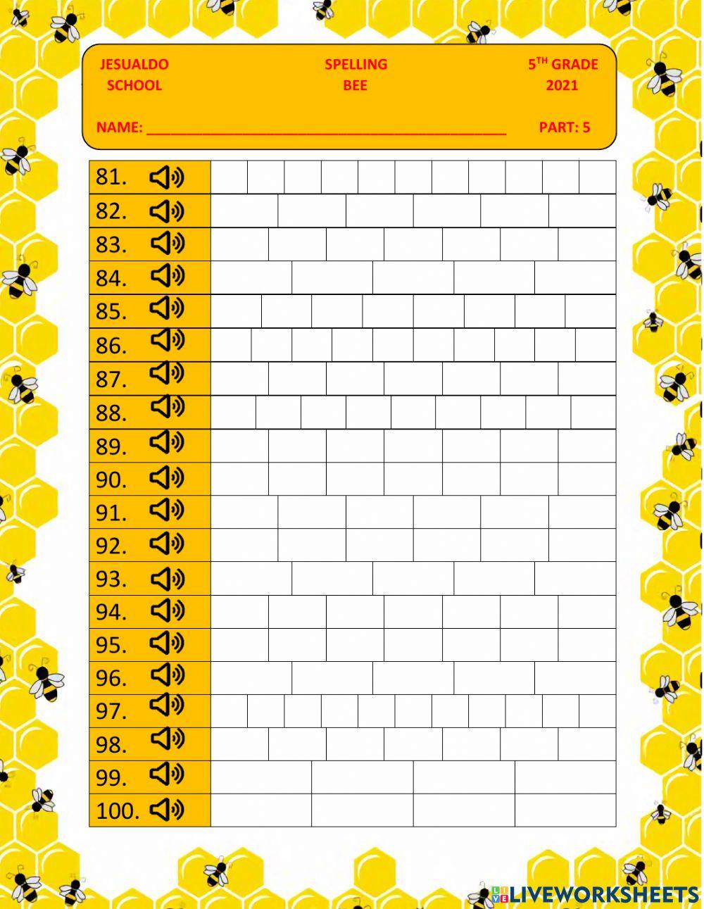 spelling bee for basic 5