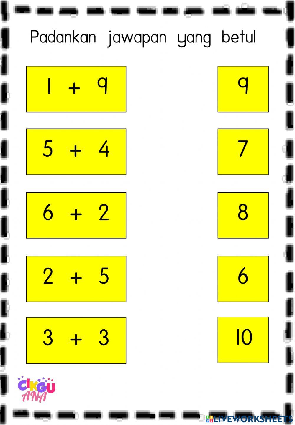 Matematik awal online exercise for PRASEKOLAH | Live Worksheets