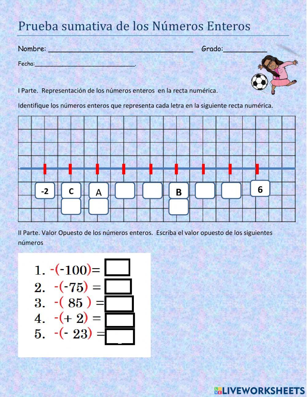 Números enteros | Free Interactive Worksheets | 5117688