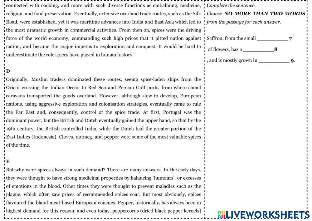 Ielts reading - Heading 1 interactive worksheet | Live Worksheets