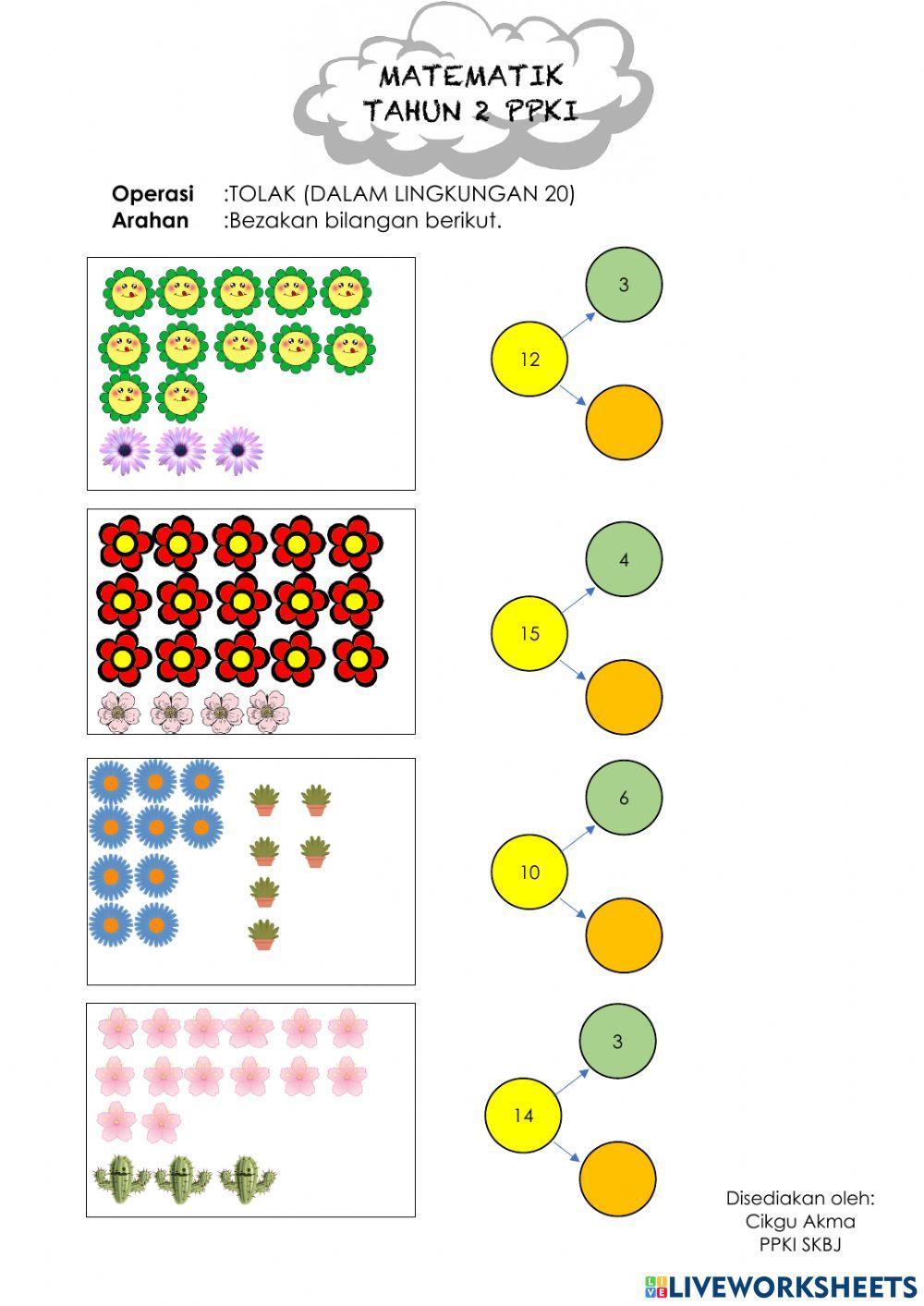 Tolak (Bezakan) worksheet | Live Worksheets