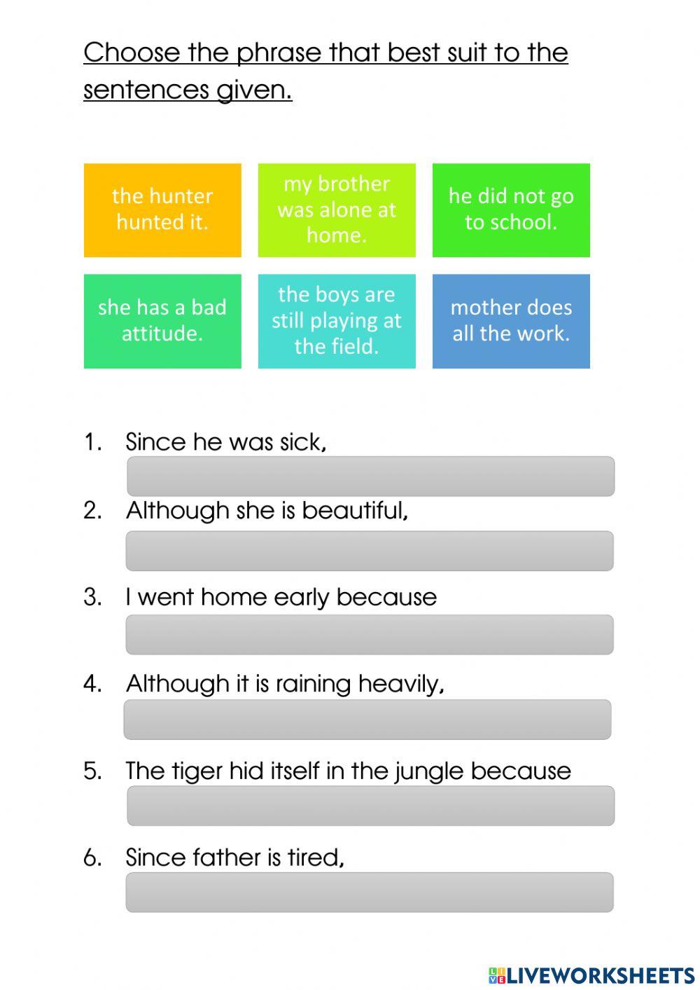 Conjunctions Ye… | Free Interactive Worksheets | 1232413