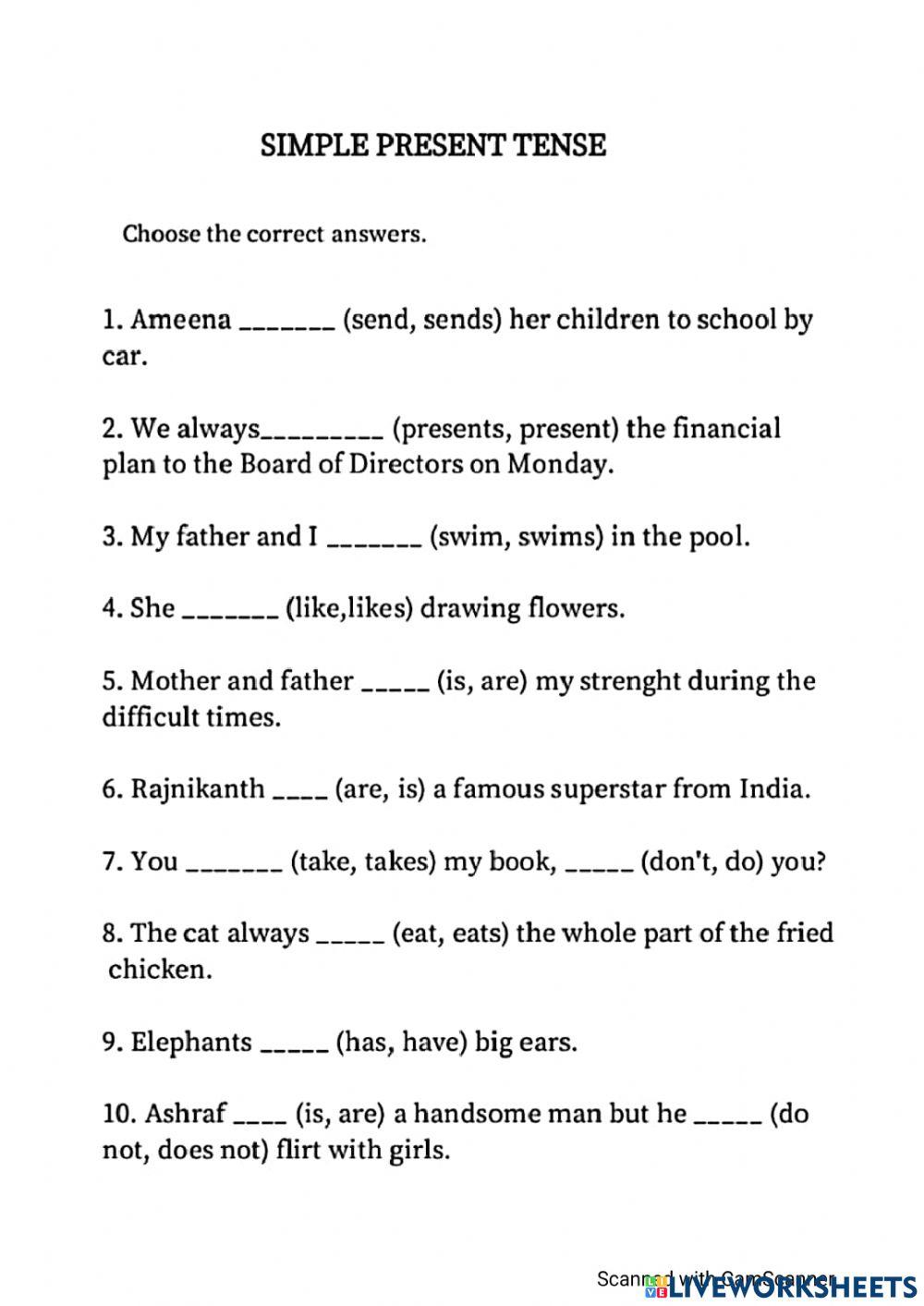 Simple present tense tahun 4 worksheet | Live Worksheets