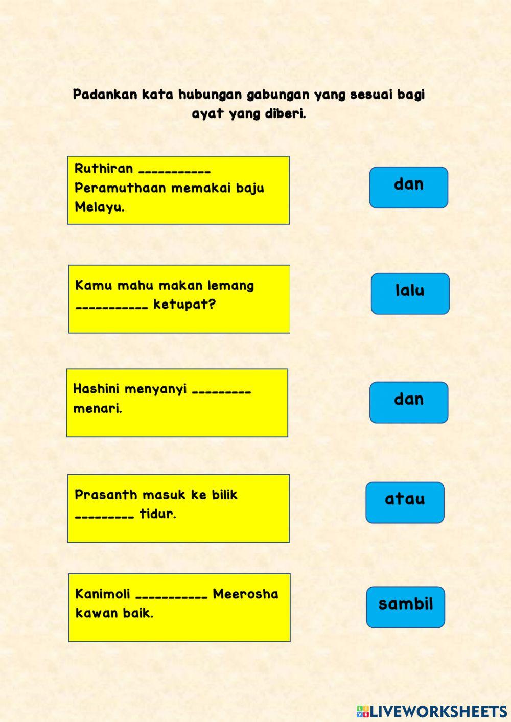 Latihan Kata Hubung Gabungan Tahun 1 Latihan 1 Mengen - vrogue.co Latihan Kata Hubung Gabungan Tahun 1 Latihan 1 Mengen - vrogue.co
