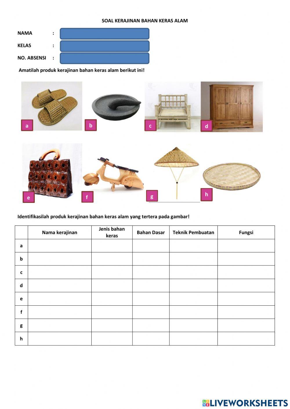 Kerajinan Bahan… | Free Interactive Worksheets | 1232570