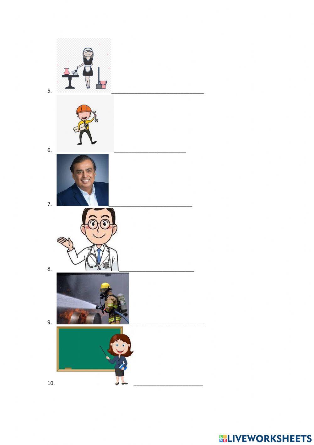 1232912 | Professions | Payalpahuja | LiveWorksheets