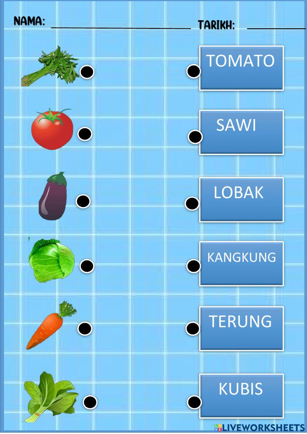 Sayur sayuran worksheet | Live Worksheets