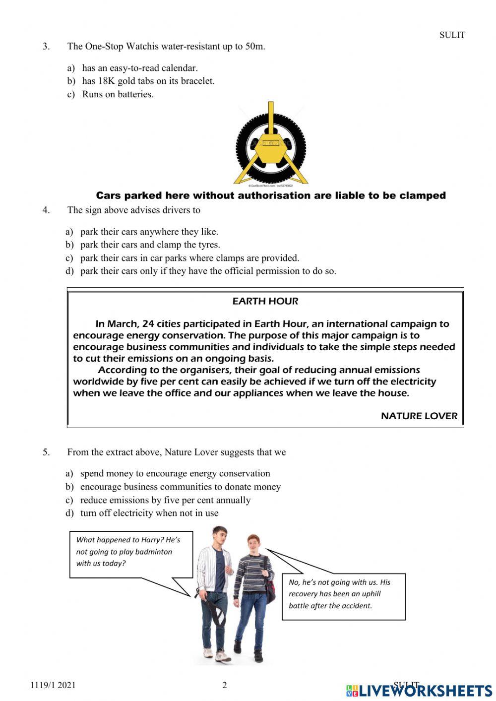 5118001 | English Test Form 4 (Paper 1) 0.1 | LeenHaniny
