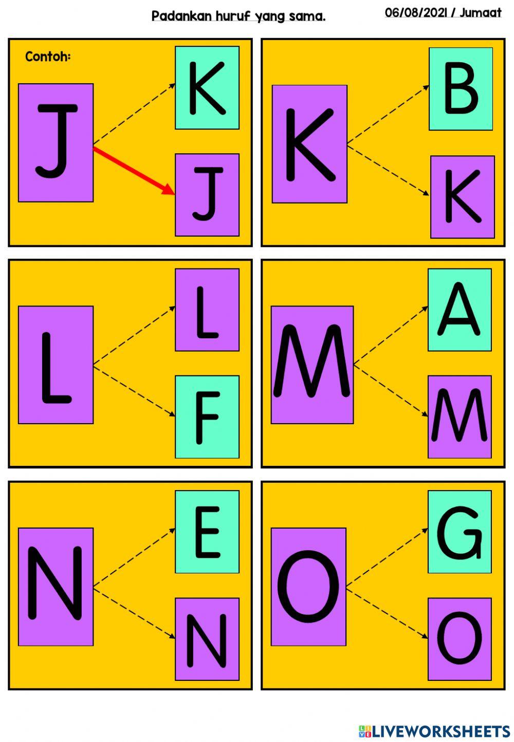 Memadankan huruf besar K hingga O online exercise for | Live Worksheets