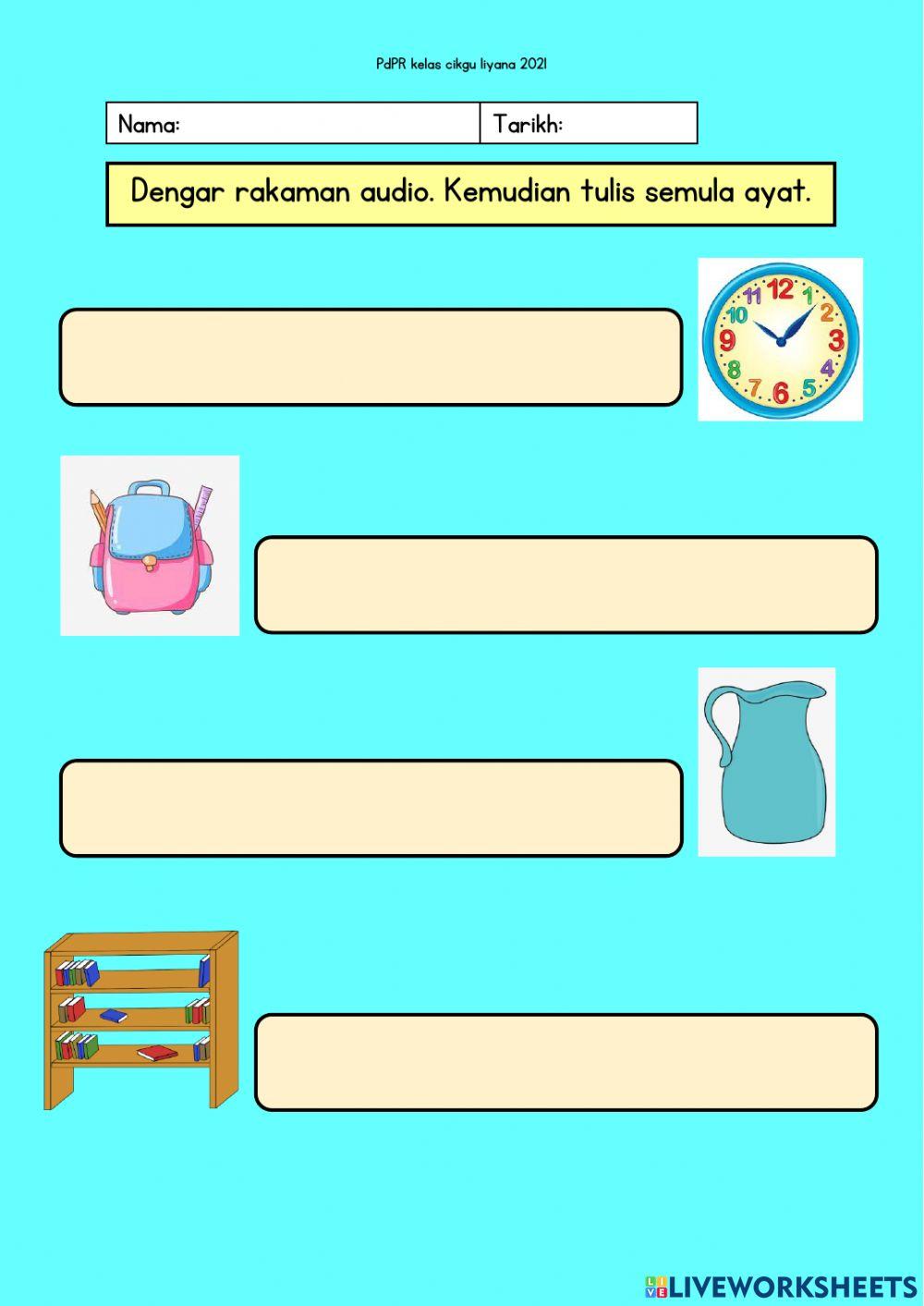 Tulis ayat mudah (KVK) worksheet | Live Worksheets