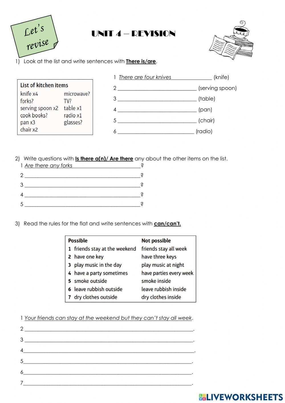 Revision Unit 4… | Free Interactive Worksheets | 1234352