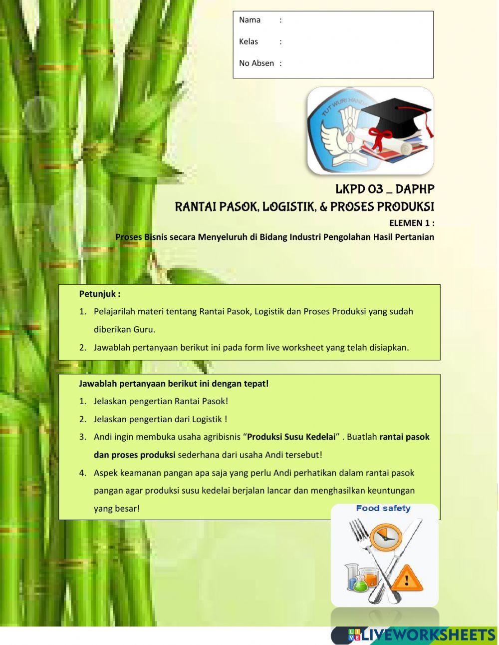 Lkpd 3 daphp e1-rantai pasok-logistik-proses produksi worksheet | Live ...