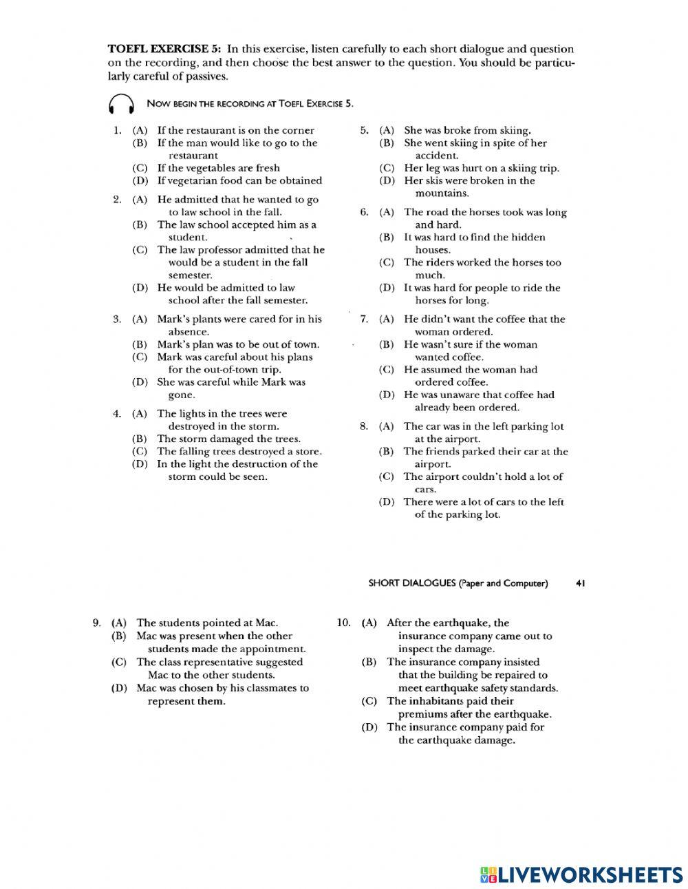 Listening exerc… | Free Interactive Worksheets | 1234783