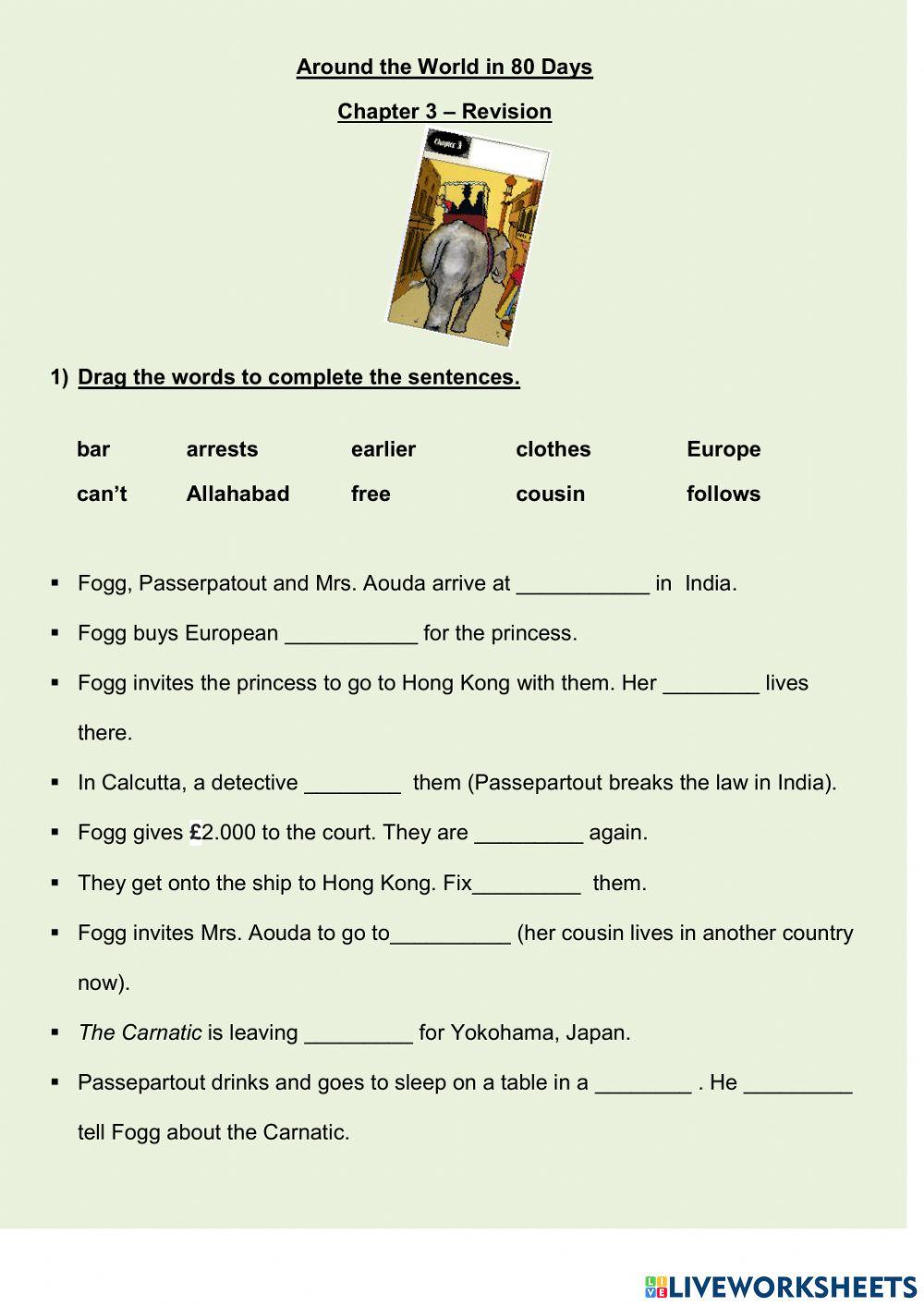 Chapters 3 and 4 - Around the world worksheet | Live Worksheets