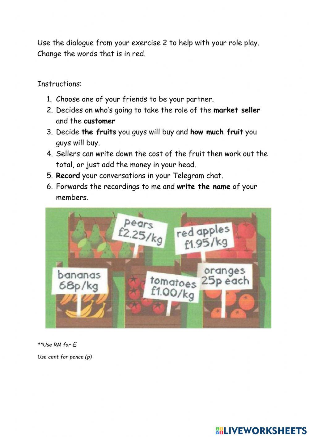 Role play online exercise for | Live Worksheets