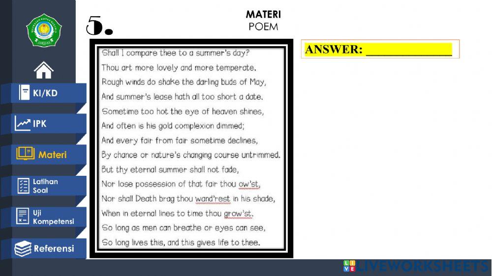 1235172 | Poem | Sari9 | LiveWorksheets