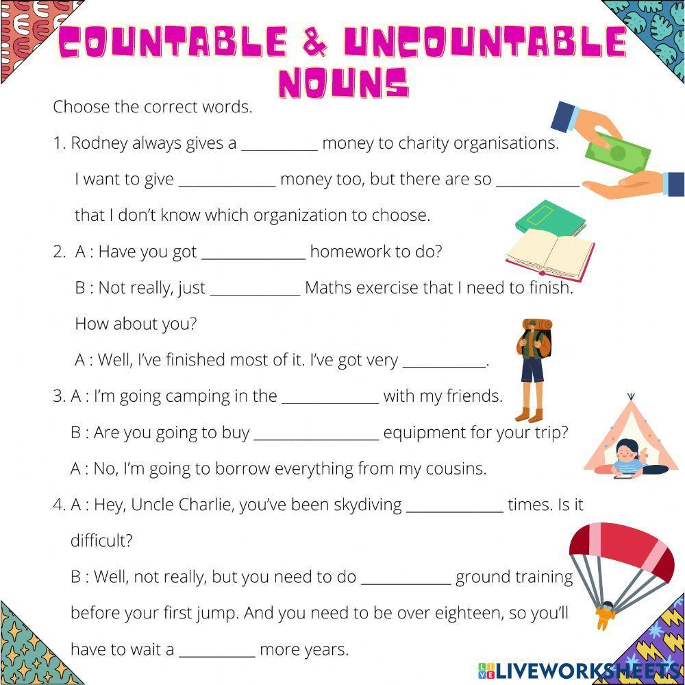uncountable nouns quantifiers
