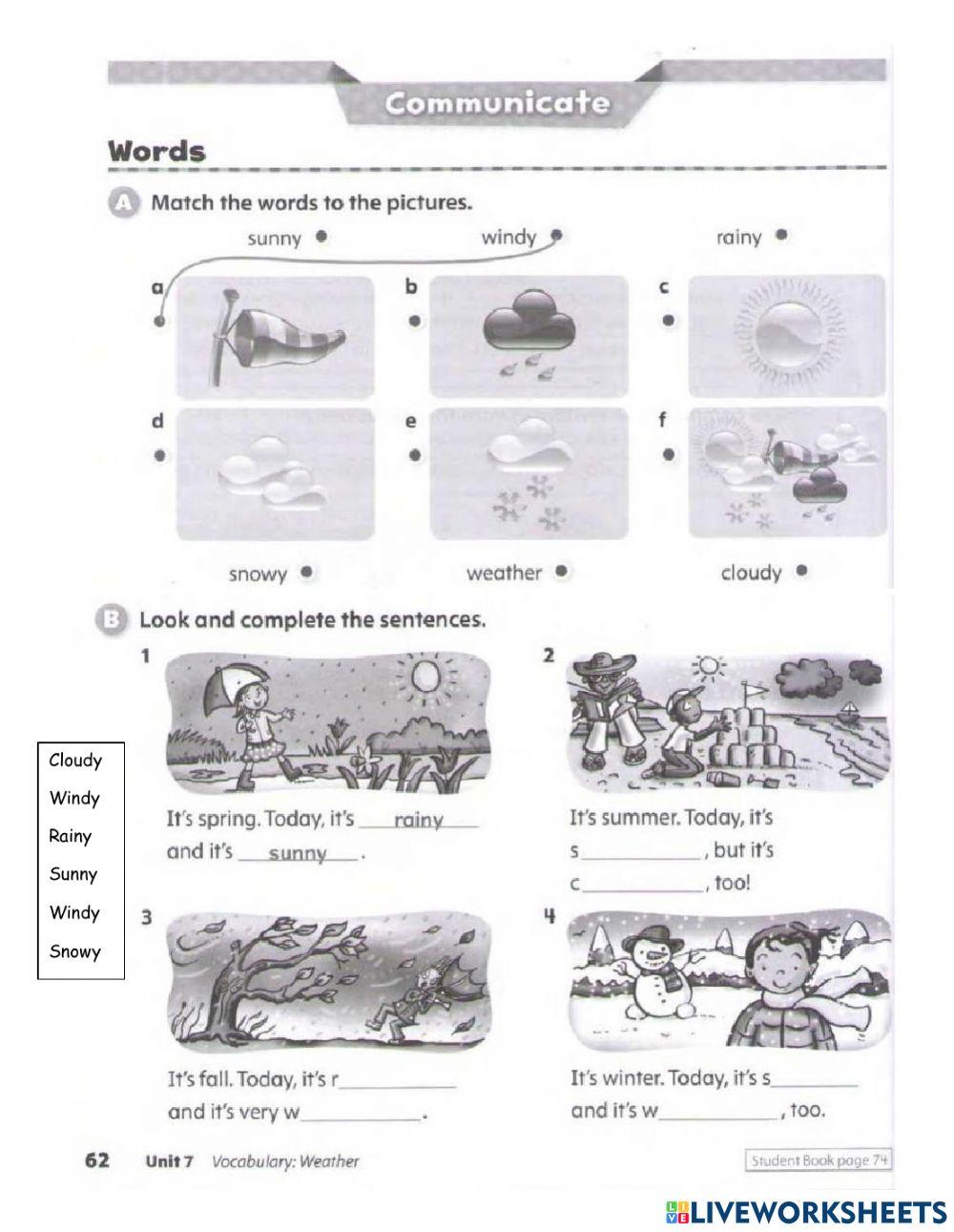 Weather review online exercise for | Live Worksheets