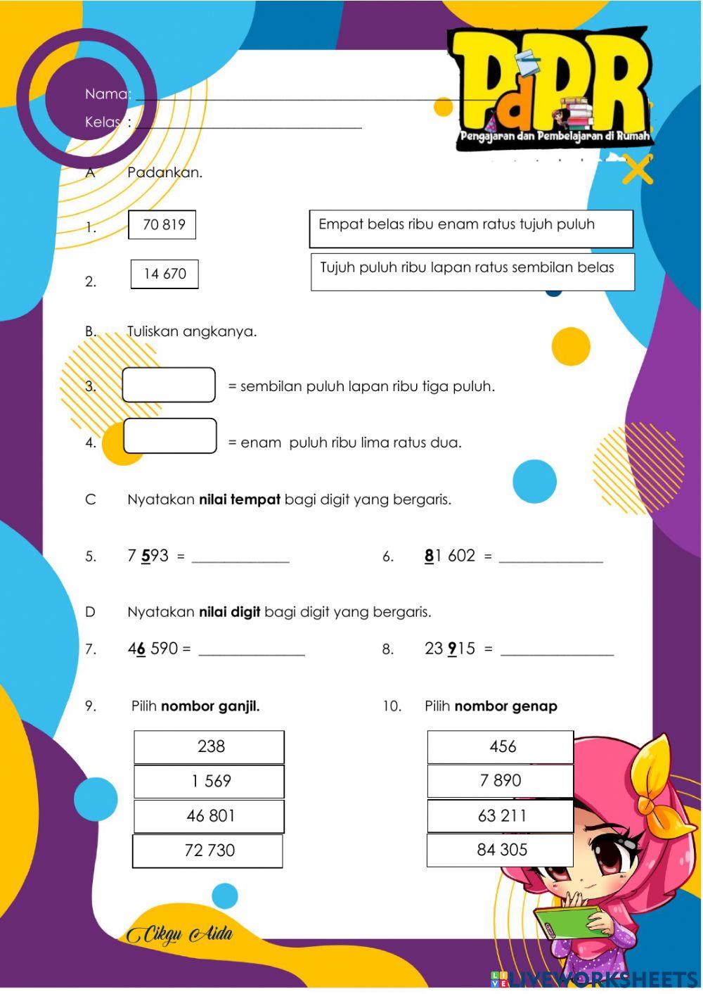 NOMBOR TAHUN 4 | aizulzafri | Live Worksheets