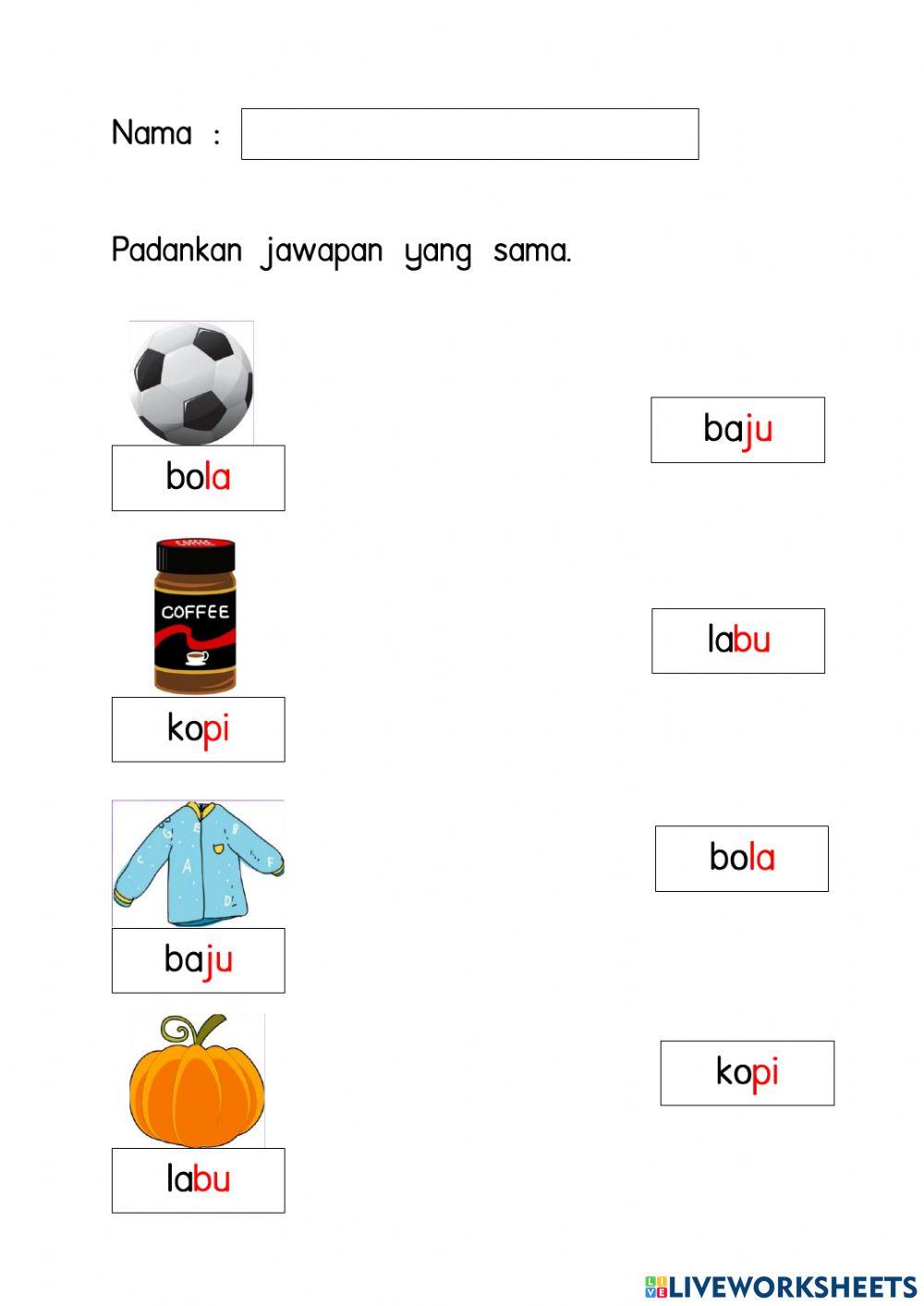 Kvkv online activity for KSSRPK Tahun 5 Aras Rendah | Live Worksheets