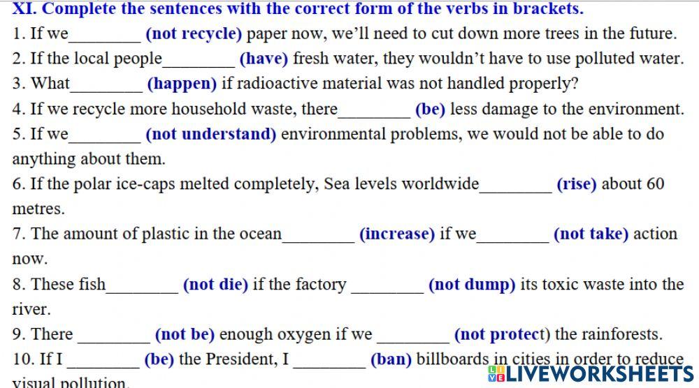 Conditional Type 1 + 2 worksheet | Live Worksheets