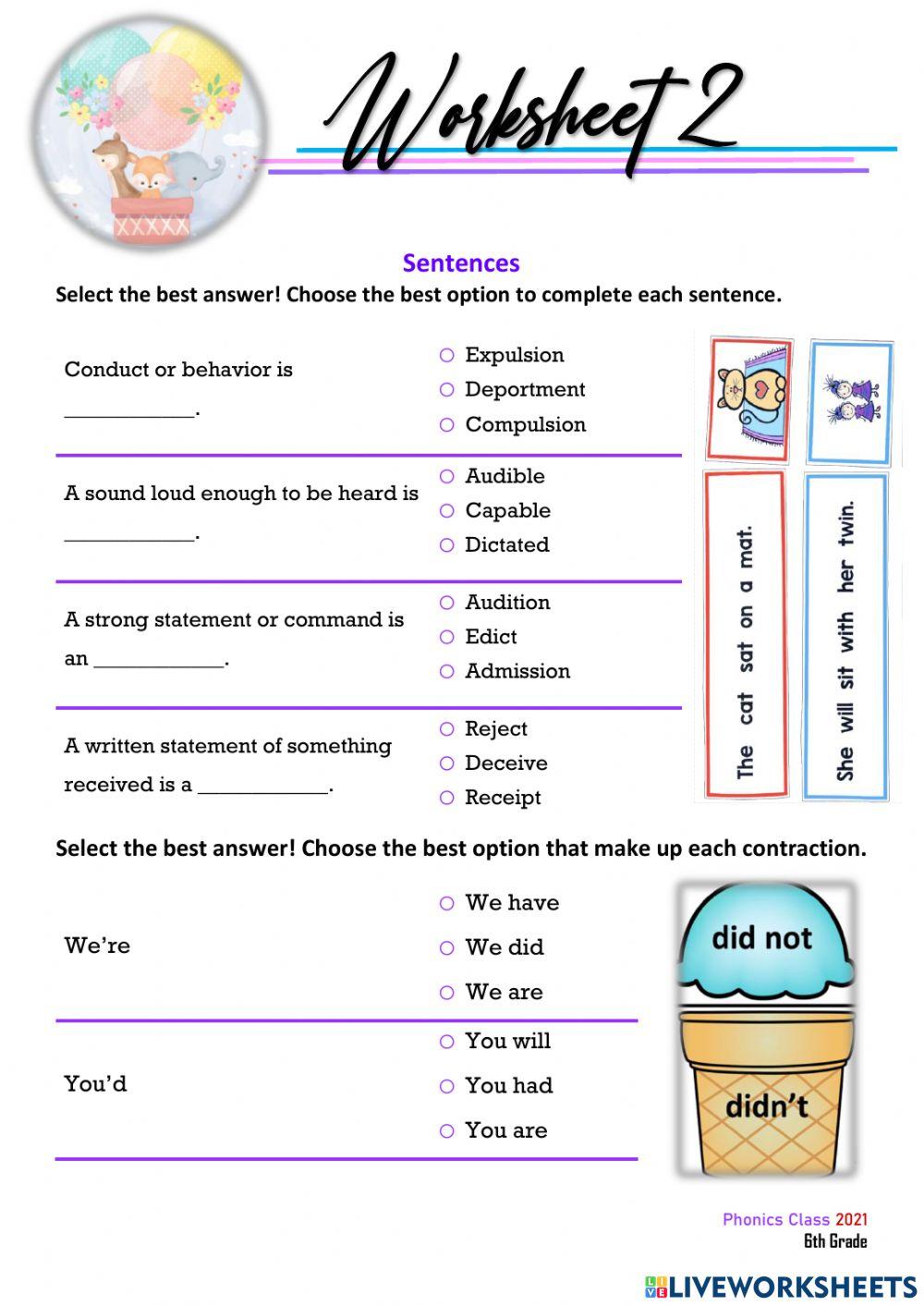 3274175 | 6th Grade Phonics Worksheets 1 and 2 2021